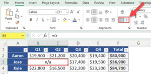 Center Across Selection in Excel