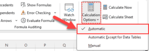 Calculation Modes in Excel (Manual, Partial, and Automatic)