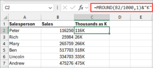 Show Thousands as K in Excel (3 Easy Ways)
