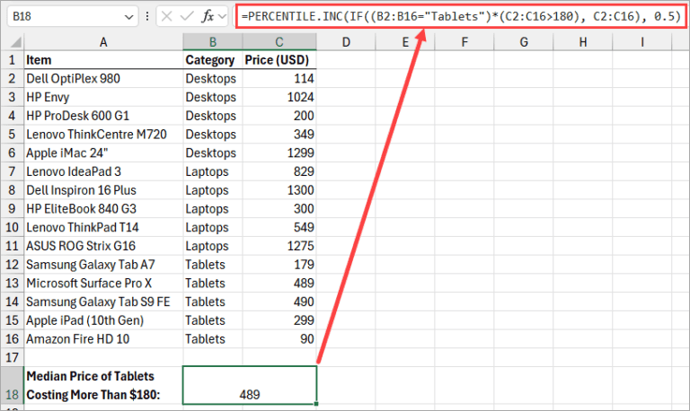 Calculate MEDIAN IF in Excel (3 Easy Ways)