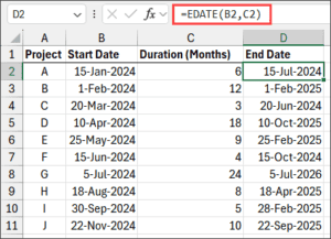 How to Add Months to a Date in Excel