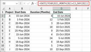 How to Add Months to a Date in Excel