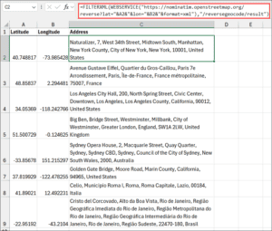 Convert Latitude Longitude to Address in Excel