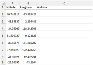 Convert Latitude Longitude to Address in Excel