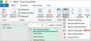 Remove Duplicates in Power Query