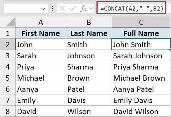 CONCAT Function in Excel (5 Easy Examples)