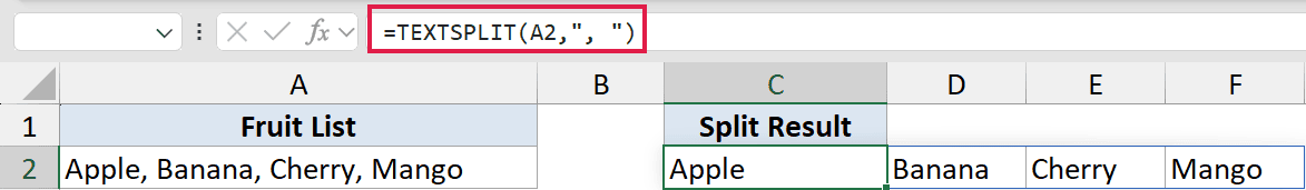 TEXTSPLIT Function in Excel (5 Easy Examples)